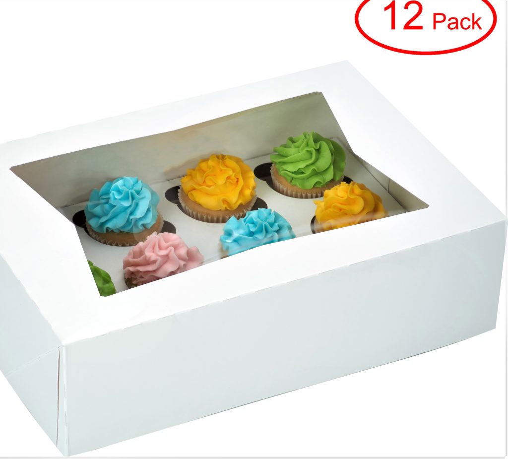 Decony Window Cupcake Boxes with Insert Fits 12 Standard Size Cupcakes ...