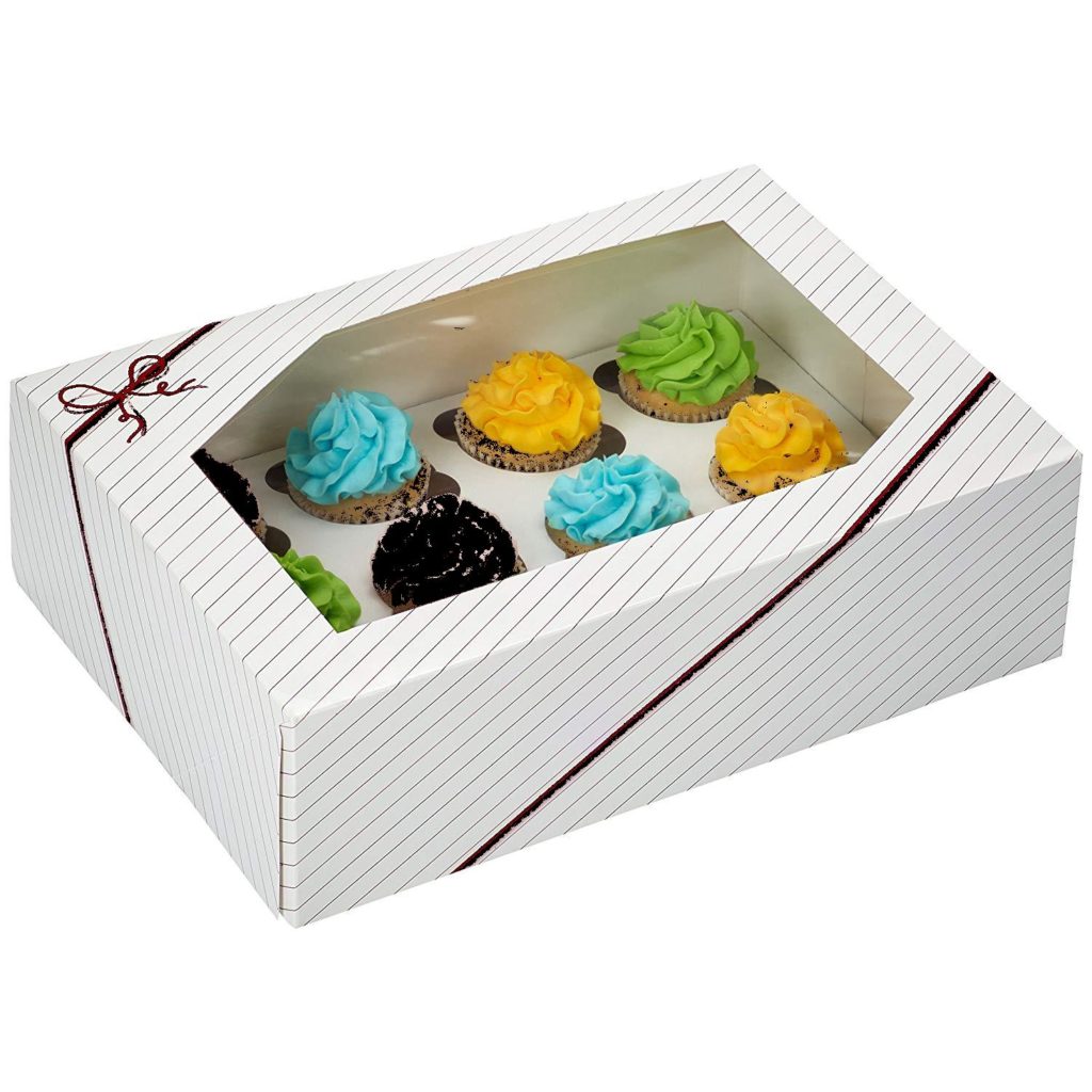 Decony Window Cupcake Boxes with Insert Fits 12 Standard Size Cupcakes ...
